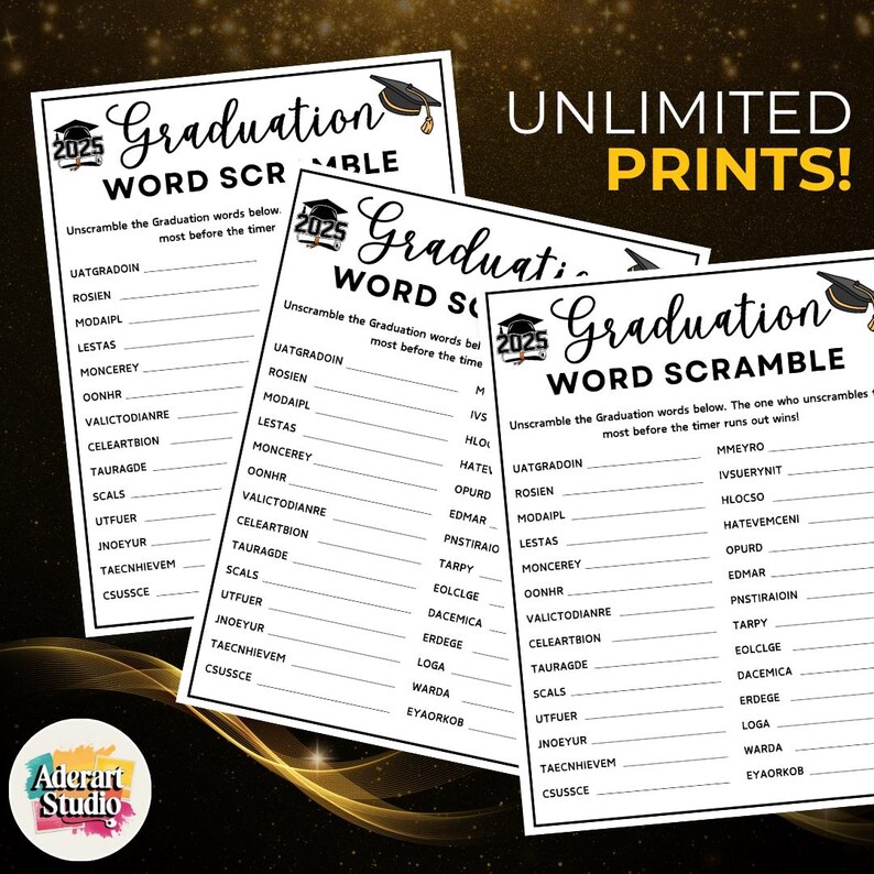 Graduation Word Scramble Game, Printable Graduation Party Games ...