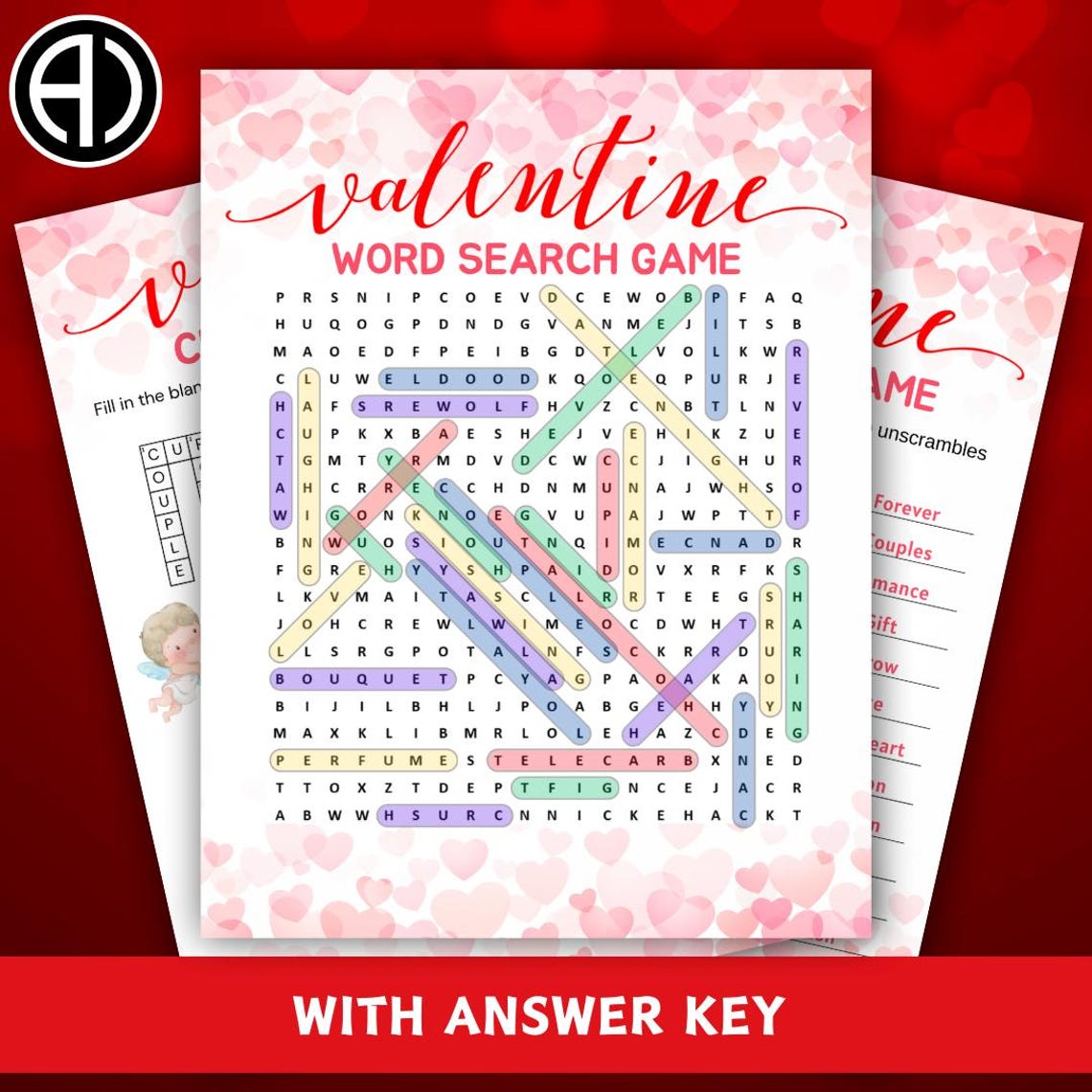 Valentine's Day Word Game Printable Bundle, Valentine Party Games, Fun ...