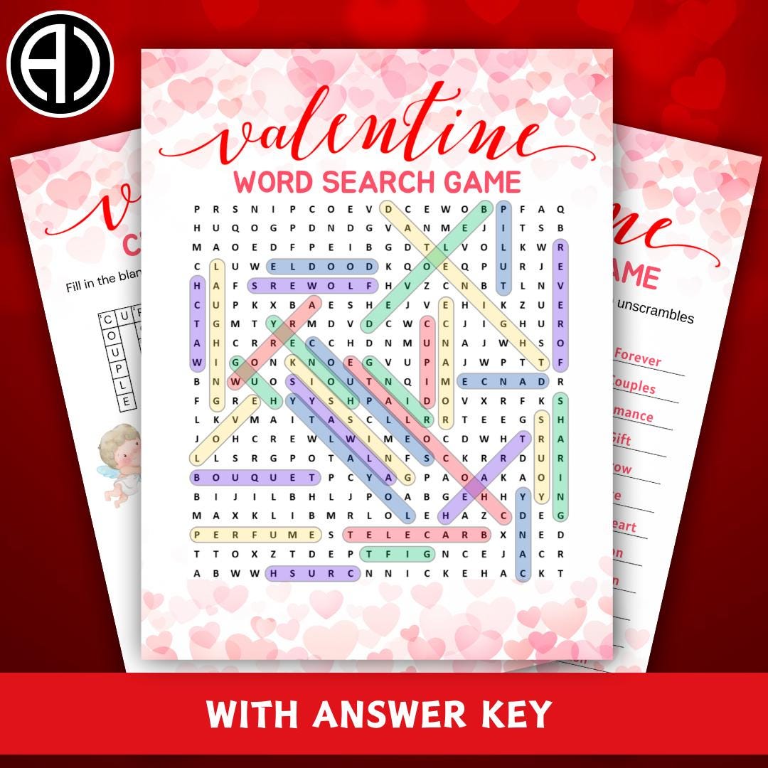 Valentine's Day Word Game Printable Bundle, Valentine Party Games, Fun ...