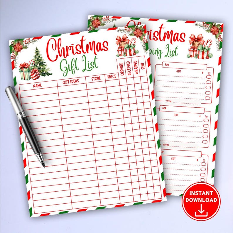 Printable Christmas Shopping List for Kids, Christmas Gift List ...