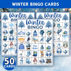 50 Winter Bingo Cards, Winter Bingo, Winter Themed Bingo Cards PDF ...