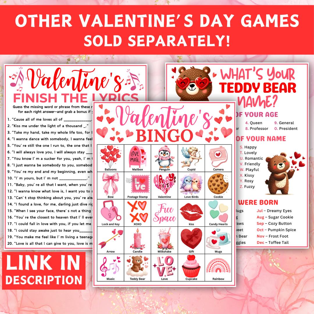 Valentines Day All Things Red Game, Printable Valentine Games, Fun ...