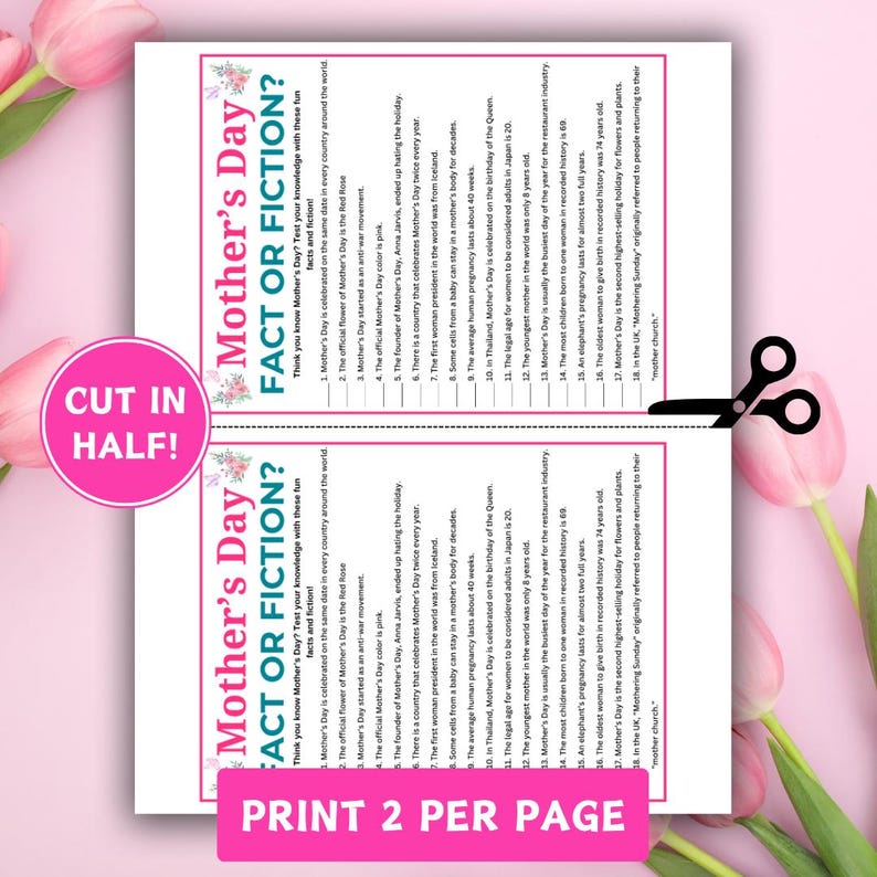 Mother's Day Fact or Fiction Game, Printable Mothers Day Party Games ...