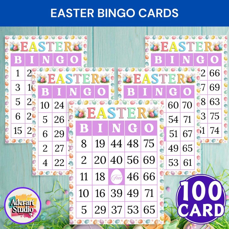 100 Easter Bingo Cards, Easter Party Game, Easter Bingo Game, Printable ...