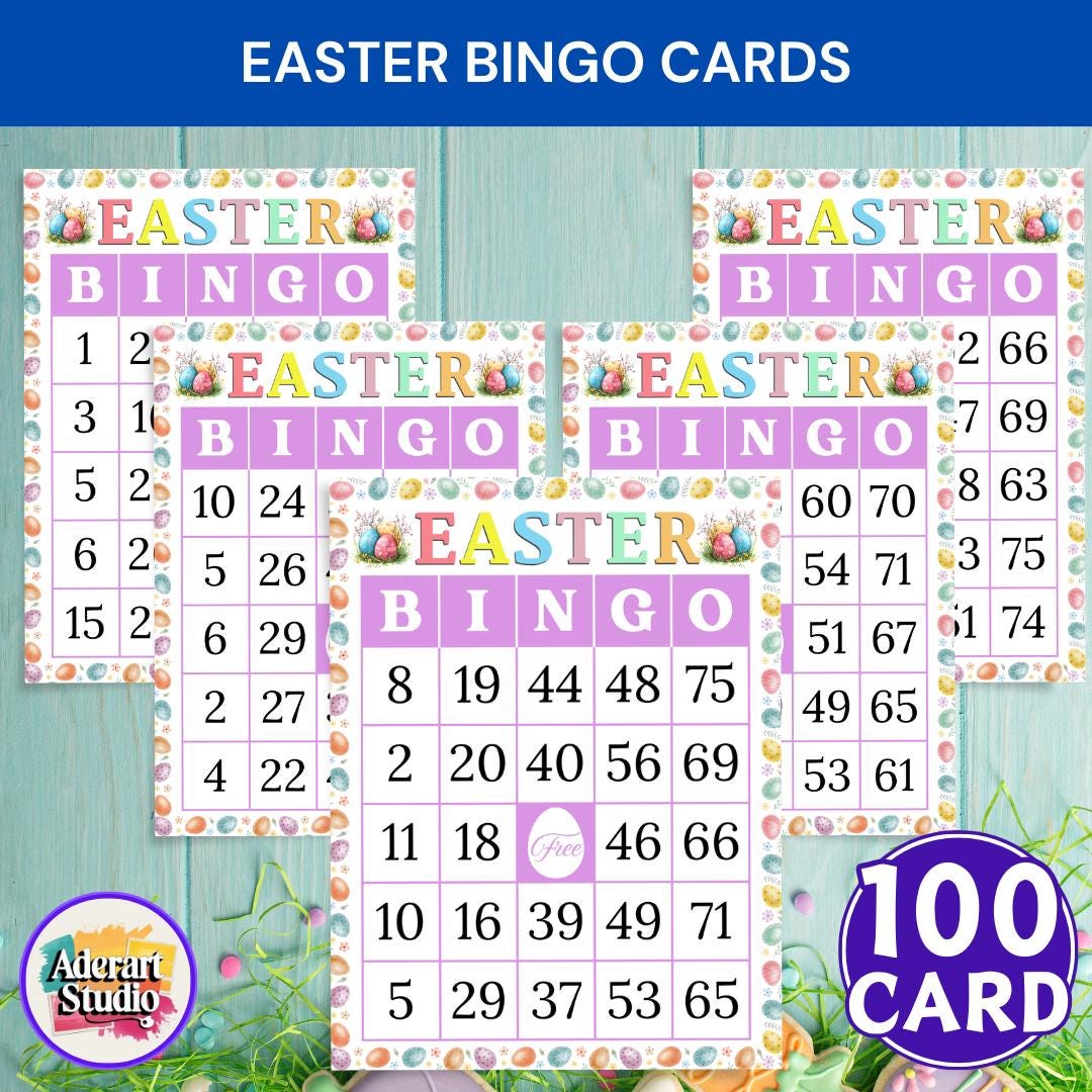 100 Easter Bingo Cards, Easter Party Game, Easter Bingo Game, Printable ...