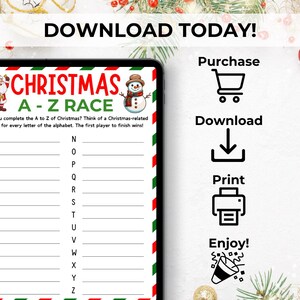 Christmas A-Z Word Race Game, Christmas Party Games, Xmas Family Game ...
