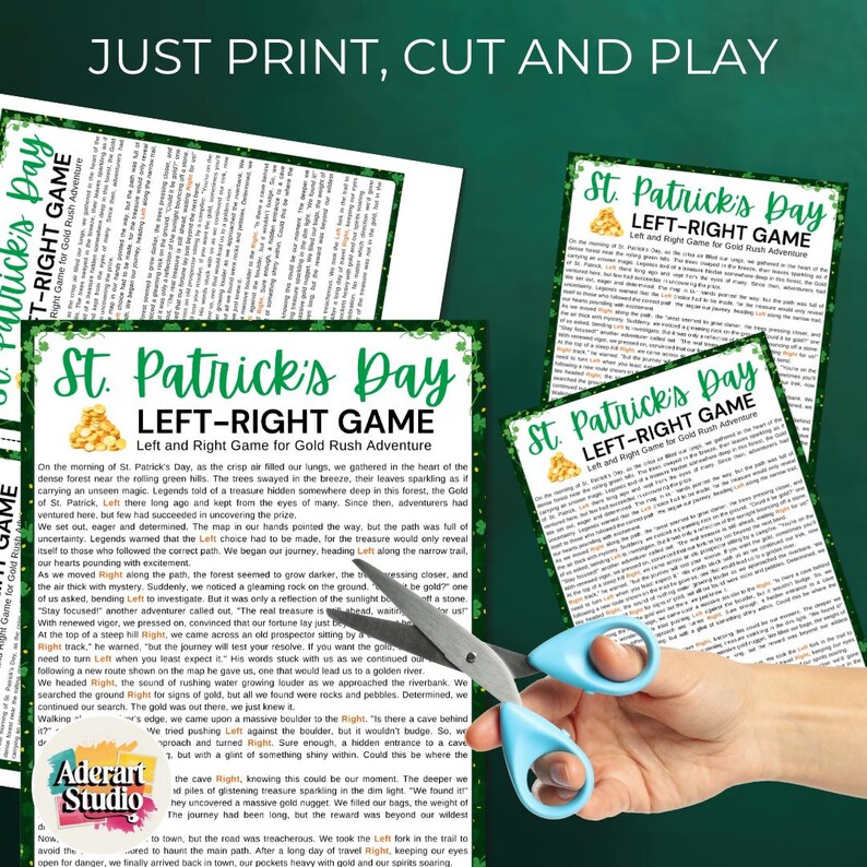 Gold Rush Adventure Left Right Game, Left-right St. Patrick's Game ...