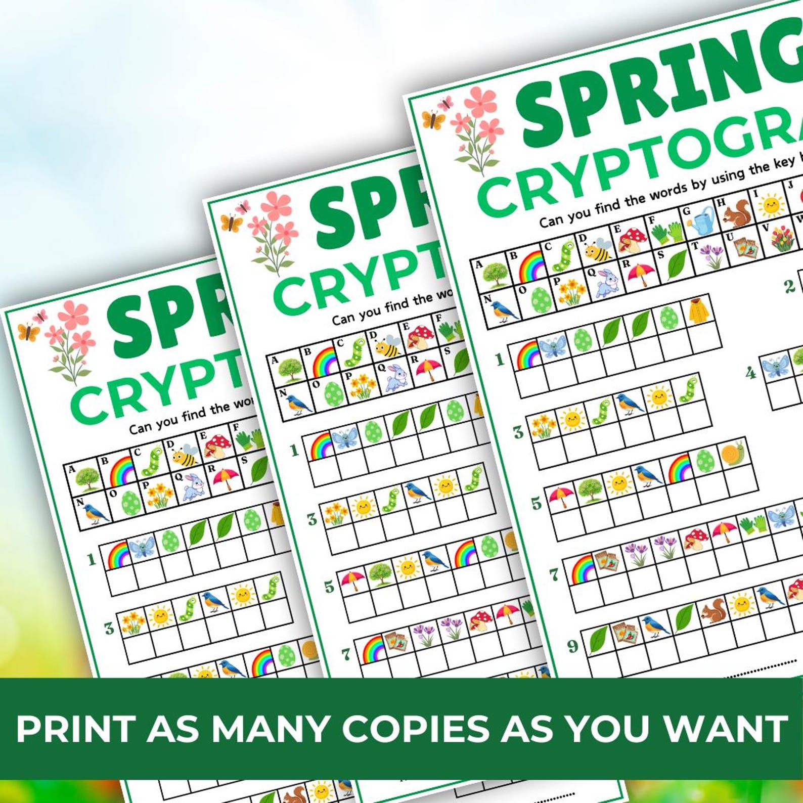 Spring Cryptogram Puzzle, Printable Spring Game for Kids & Adults ...
