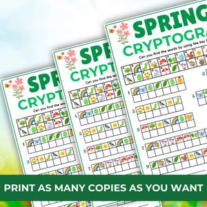 Spring Cryptogram Puzzle, Printable Spring Game for Kids & Adults ...