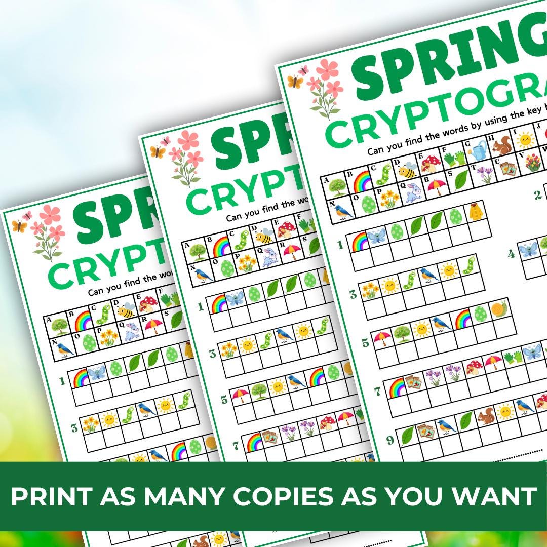 Spring Cryptogram Puzzle, Printable Spring Game for Kids & Adults ...