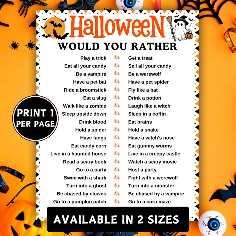 Halloween Would You Rather, Halloween Party Games, Halloween Activity ...