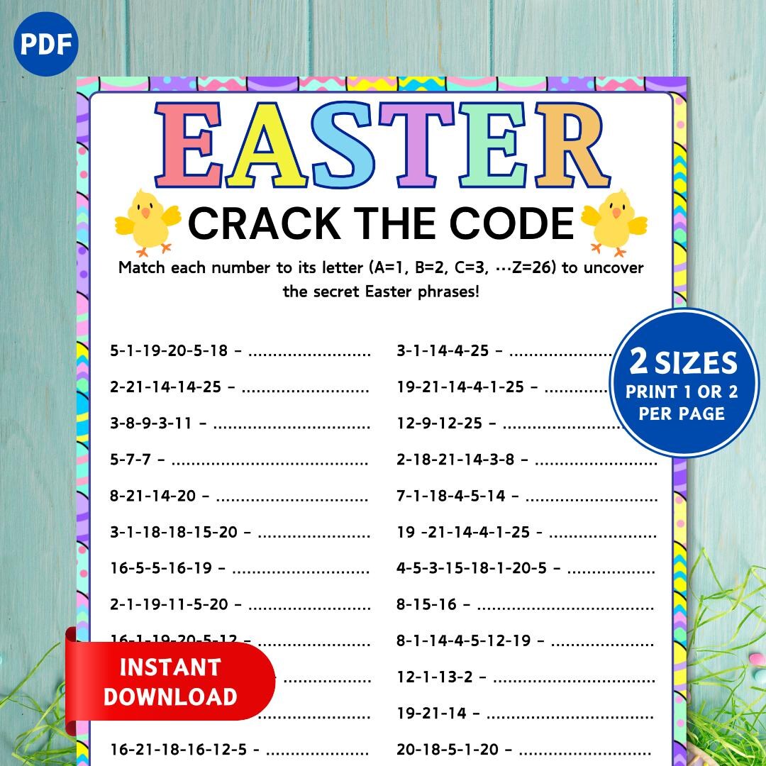 Easter Crack the Code Game, Printable Easter Activity for Kids and ...