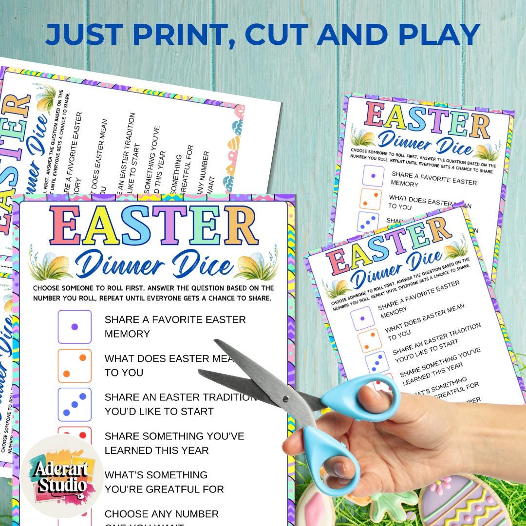 Printable Easter Dinner Dice Game, Fun Easter Party Game, Easter ...