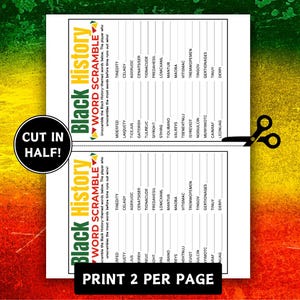 Black History Word Scramble Game, Printable Black History Games ...