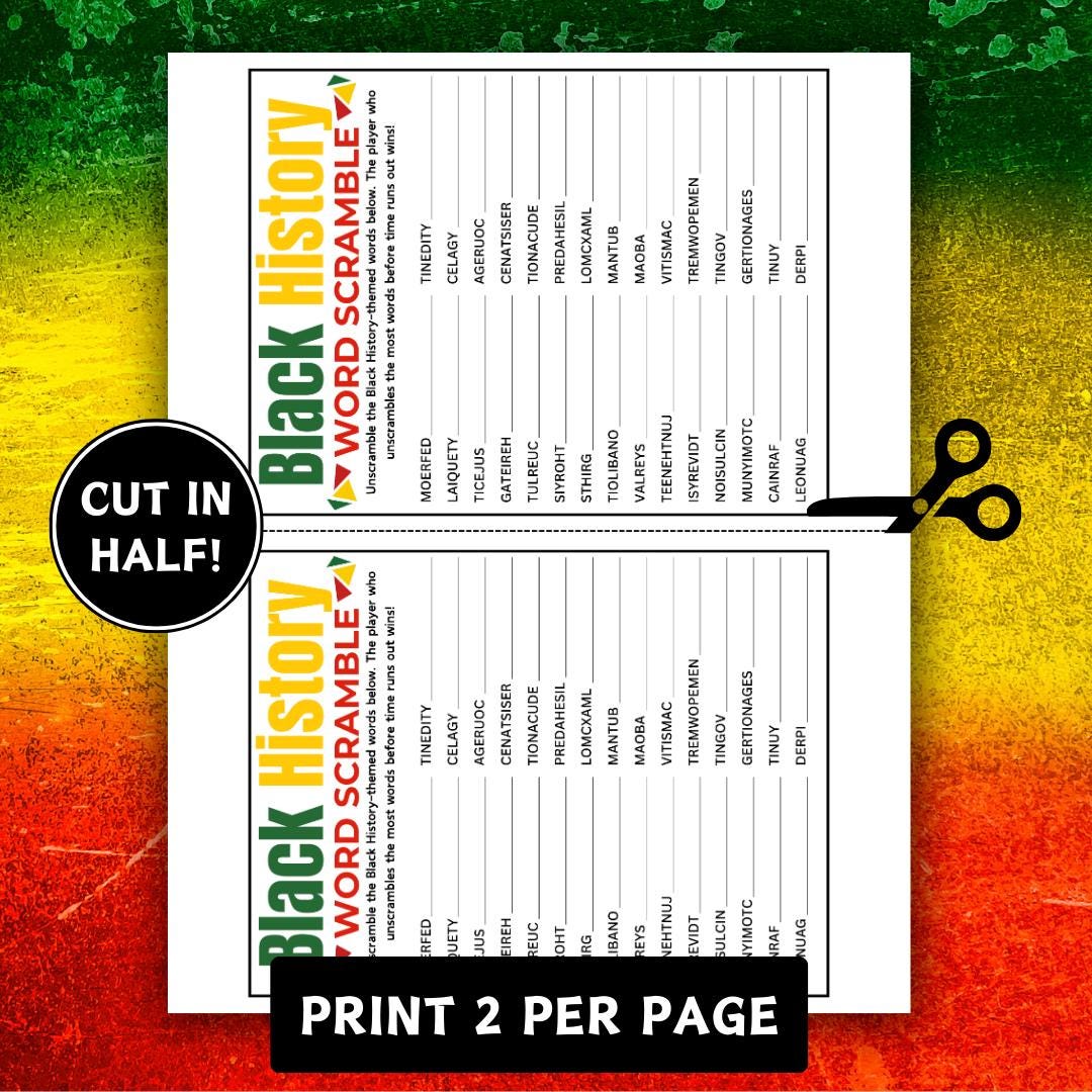 Black History Word Scramble Game, Printable Black History Games ...