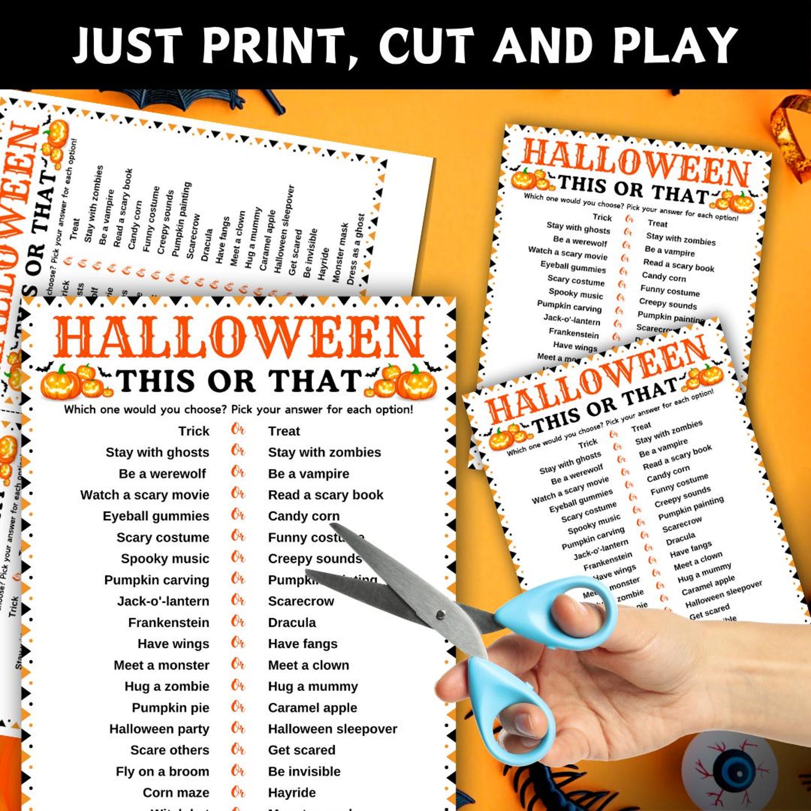 Halloween This or That Game, Would You Rather, Printable Halloween ...
