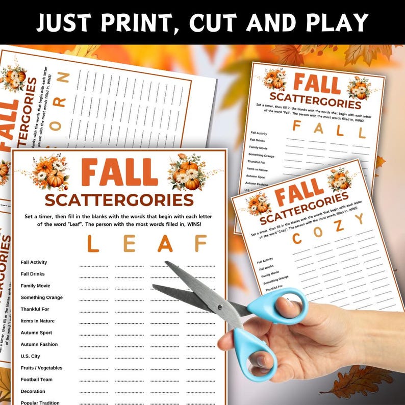 Fall Scattergories Games Bundle, Fall Party Games, Group Activity Ideas ...