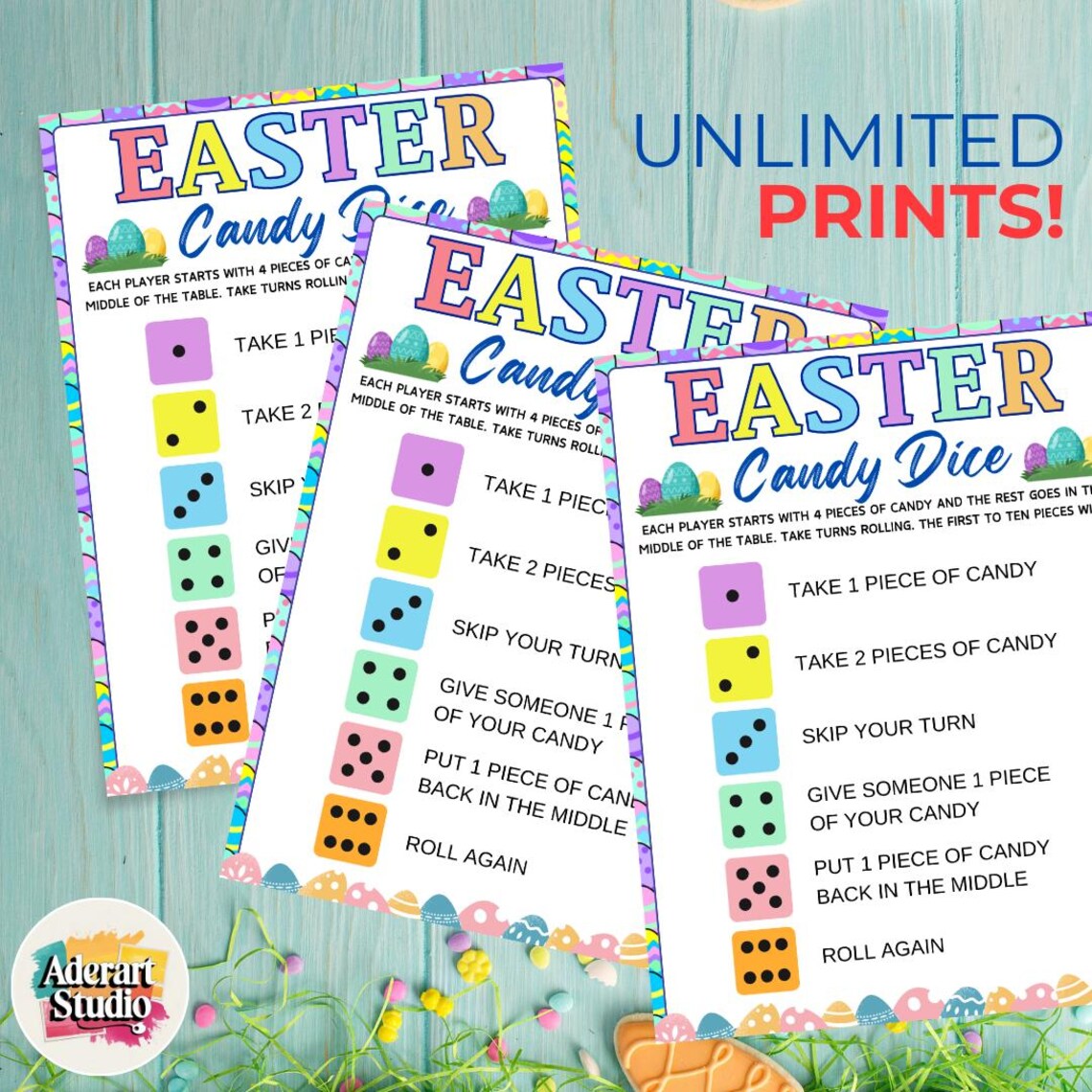 Printable Easter Candy Dice Game, Pass the Candy Game, Fun Easter Party ...