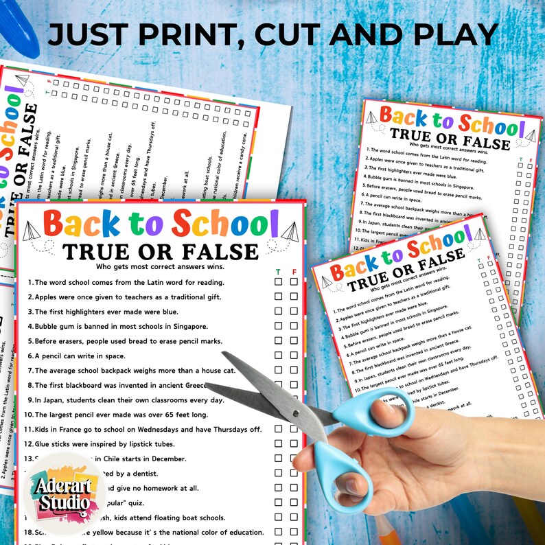 Back to School Trivia Game, True or False Game, Printable School Party ...