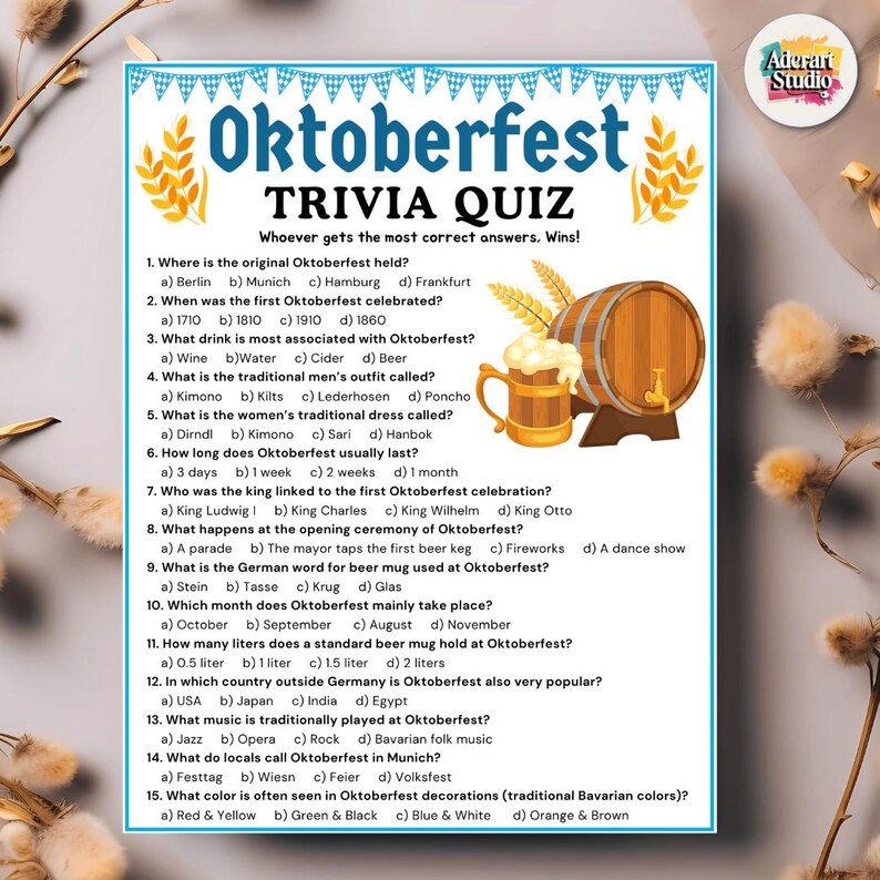 Oktoberfest Trivia Game, Printable Oktoberfest Games, Oktoberfest Party ...