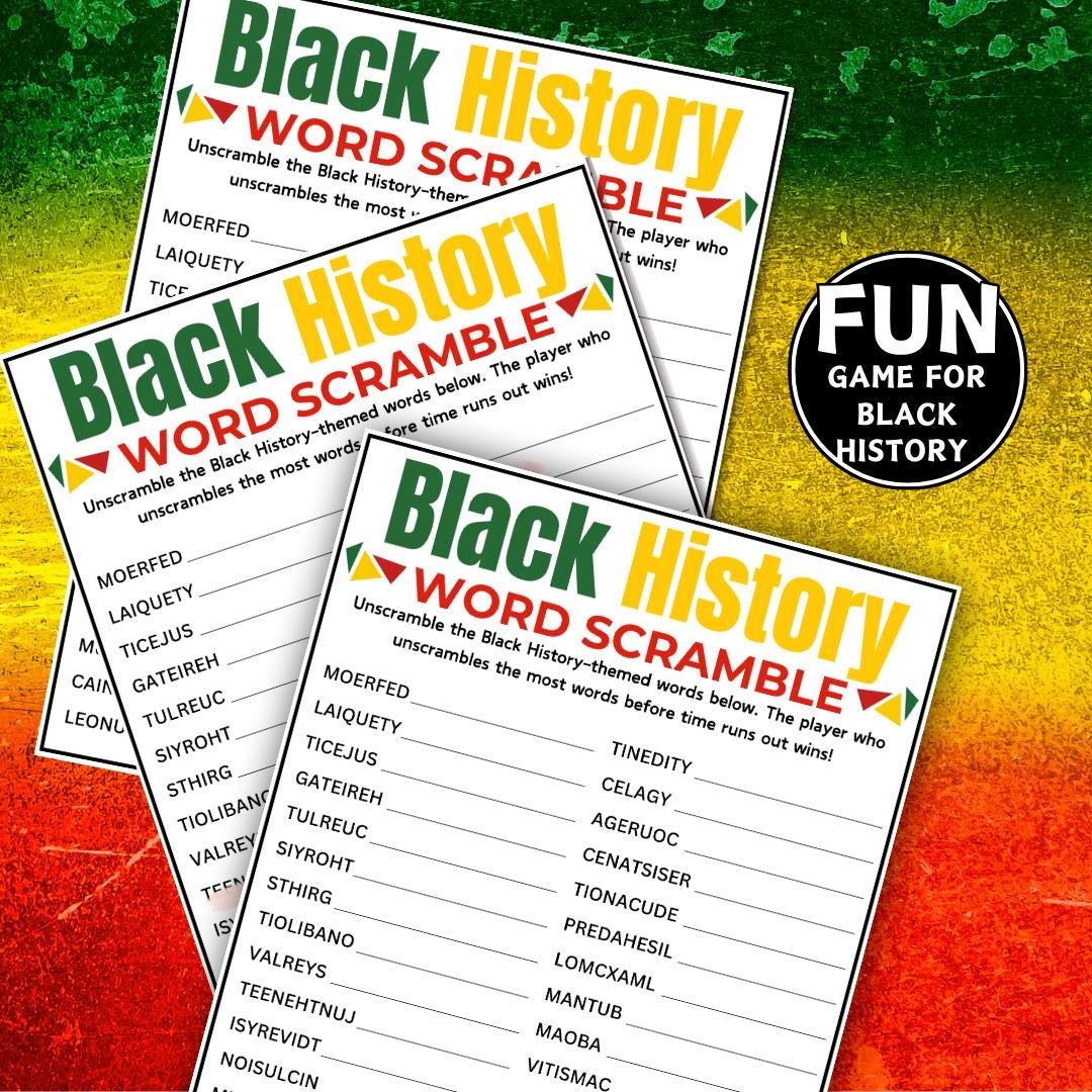Black History Word Scramble Game, Printable Black History Games ...