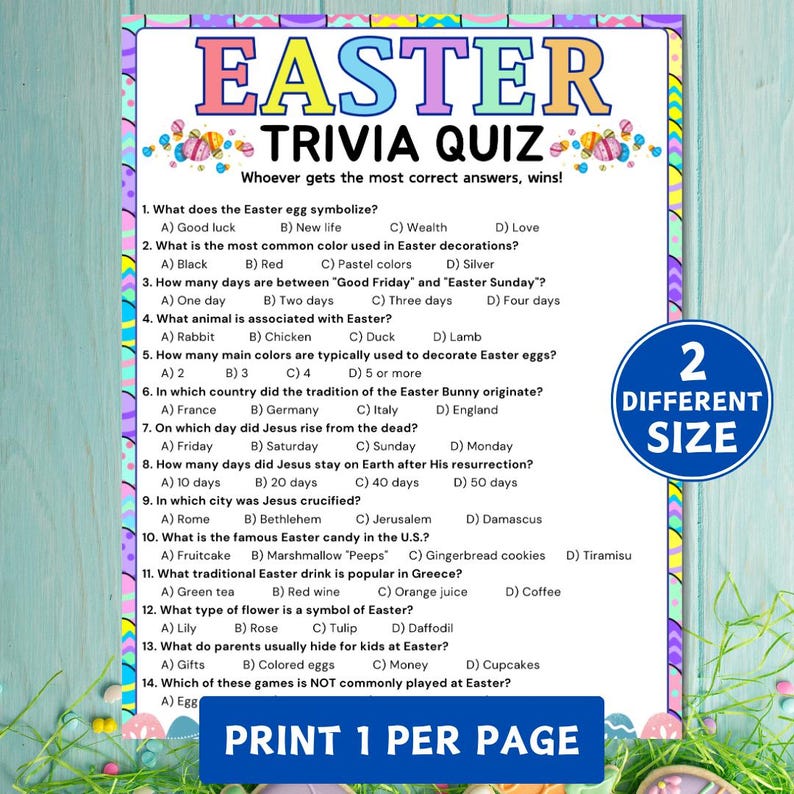 Easter Trivia Game, Easter Trivia Quiz, Easter Party Games, Printable ...