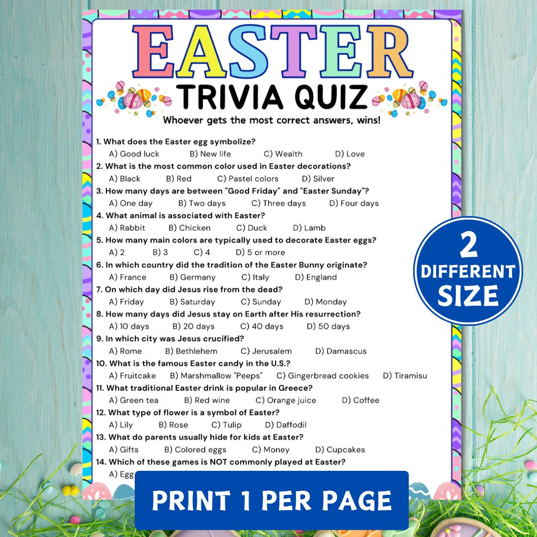 Easter Trivia Game, Easter Trivia Quiz, Easter Party Games, Printable ...