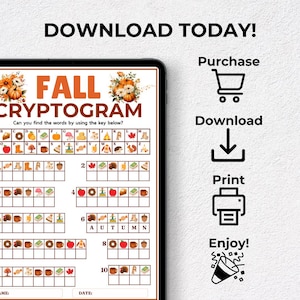 Fall Cryptogram Game, Autumn Cryptogram Puzzle, Printable Autumn Game ...