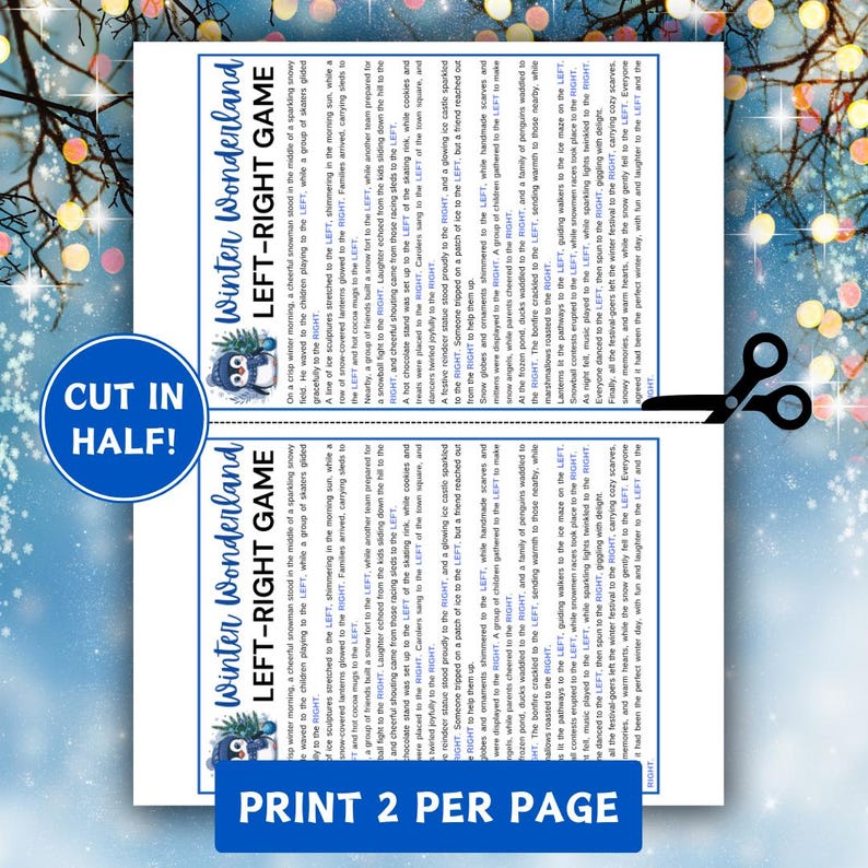 Winter Left Right Game, Winter Printable Games for Kids Teens Adults ...