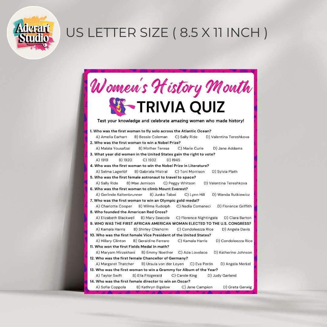 Women's History Month Trivia Game, Famous Women Quiz, Women's Day Quiz ...