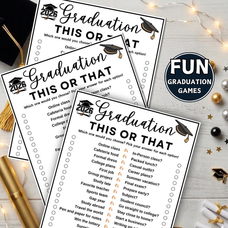 Printable This or That Graduation Game, Would You Rather, Graduation ...
