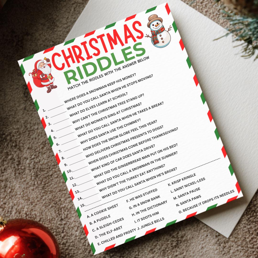 Christmas Riddles Game, Printable Christmas Games, Kids Christmas ...