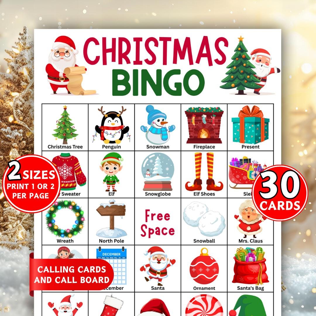 Christmas Bingo, 30 Christmas Bingo Cards, Christmas Party Games ...