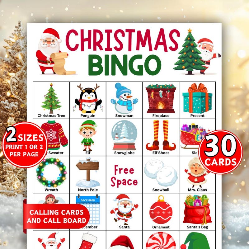 Kids Christmas Bingo 25 - Etsy