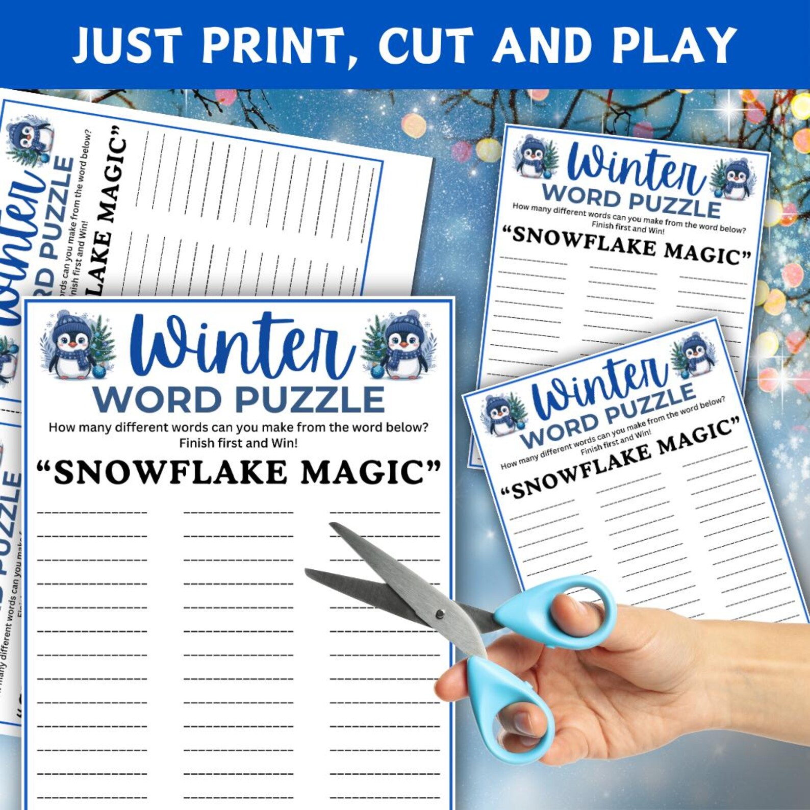 Winter Word Puzzle Game, Winter Word Games, Fun Holiday Game, Christmas ...
