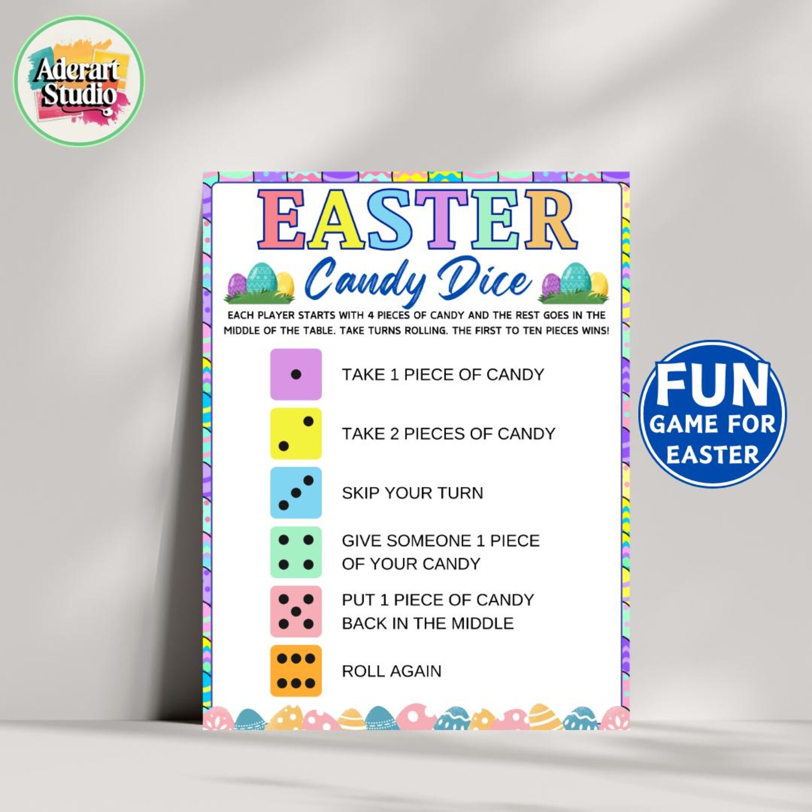 Printable Easter Candy Dice Game, Pass the Candy Game, Fun Easter Party ...