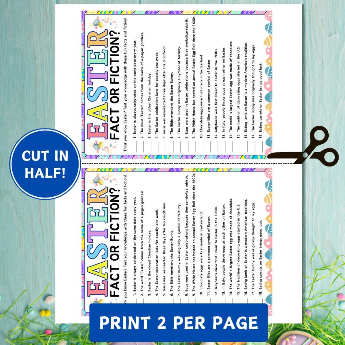 Easter Fact or Fiction Game, Printable Easter Fact Quiz, Easter Trivia ...