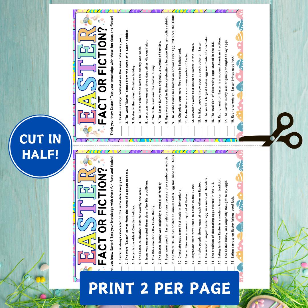 Easter Fact or Fiction Game, Printable Easter Fact Quiz, Easter Trivia ...