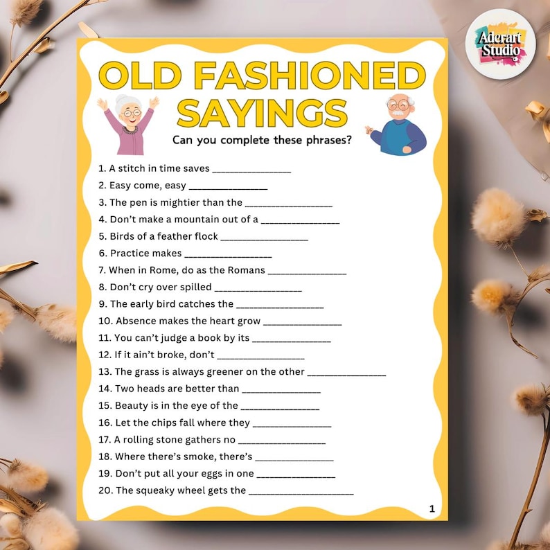 Old Fashioned Sayings Game, Games for Senior Citizens, Group Games for ...