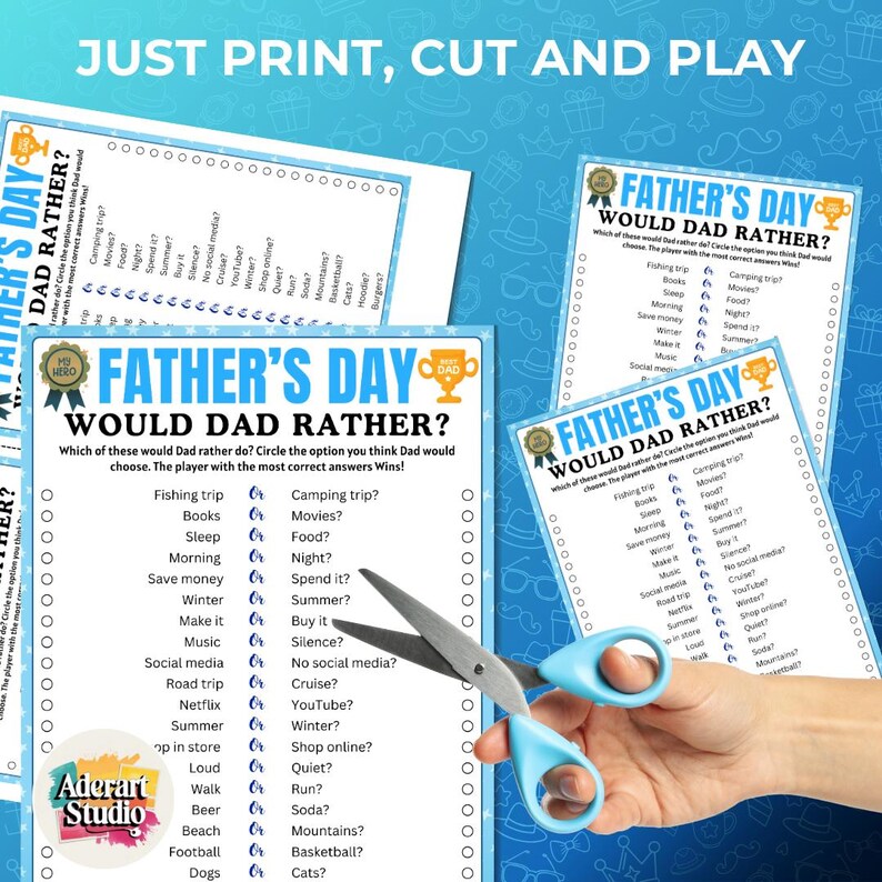 Would Dad Rather Father's Day Game, Printable Father's Day Games, Who ...
