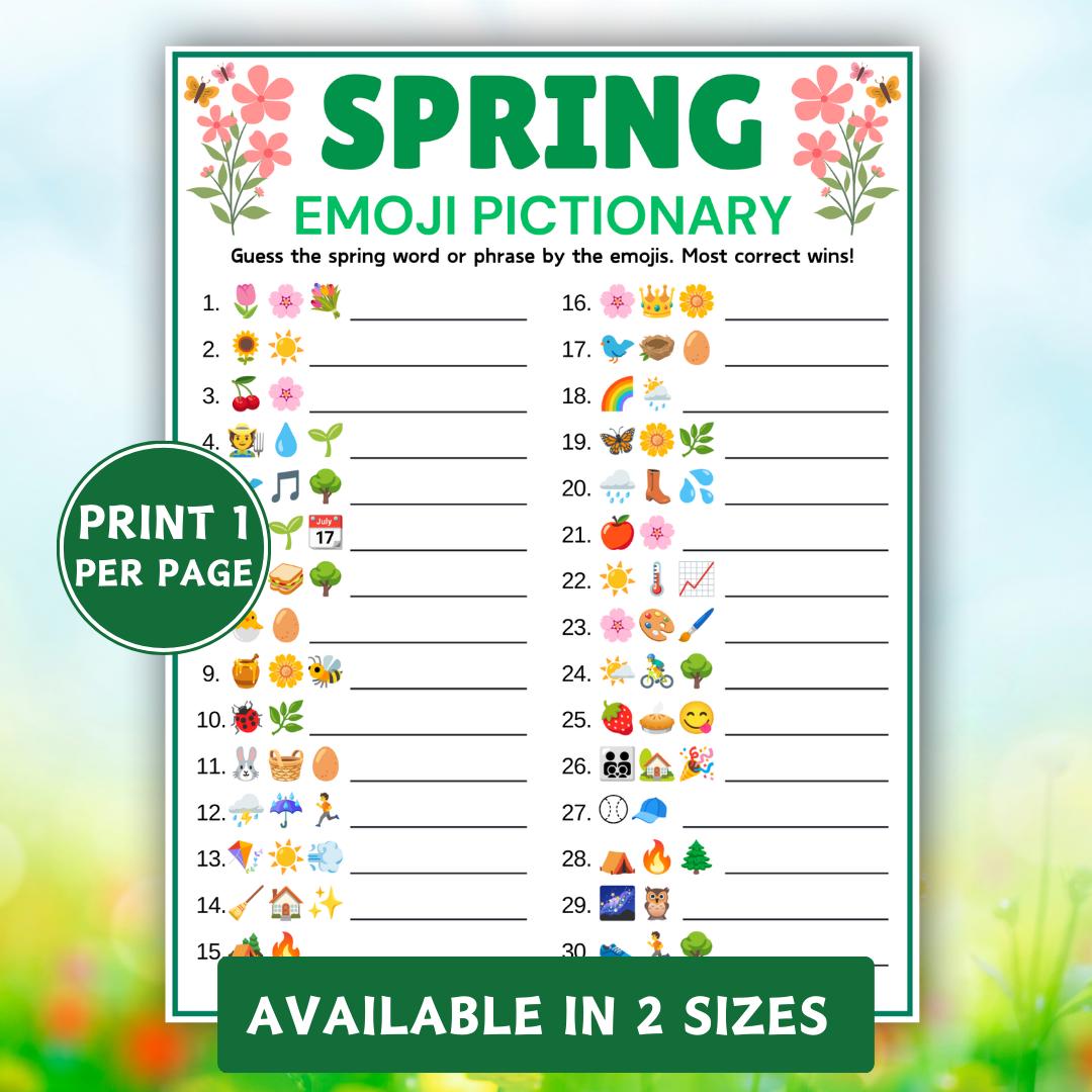 Spring Emoji Game, Spring Emoji Pictionary, Spring Trivia Game ...