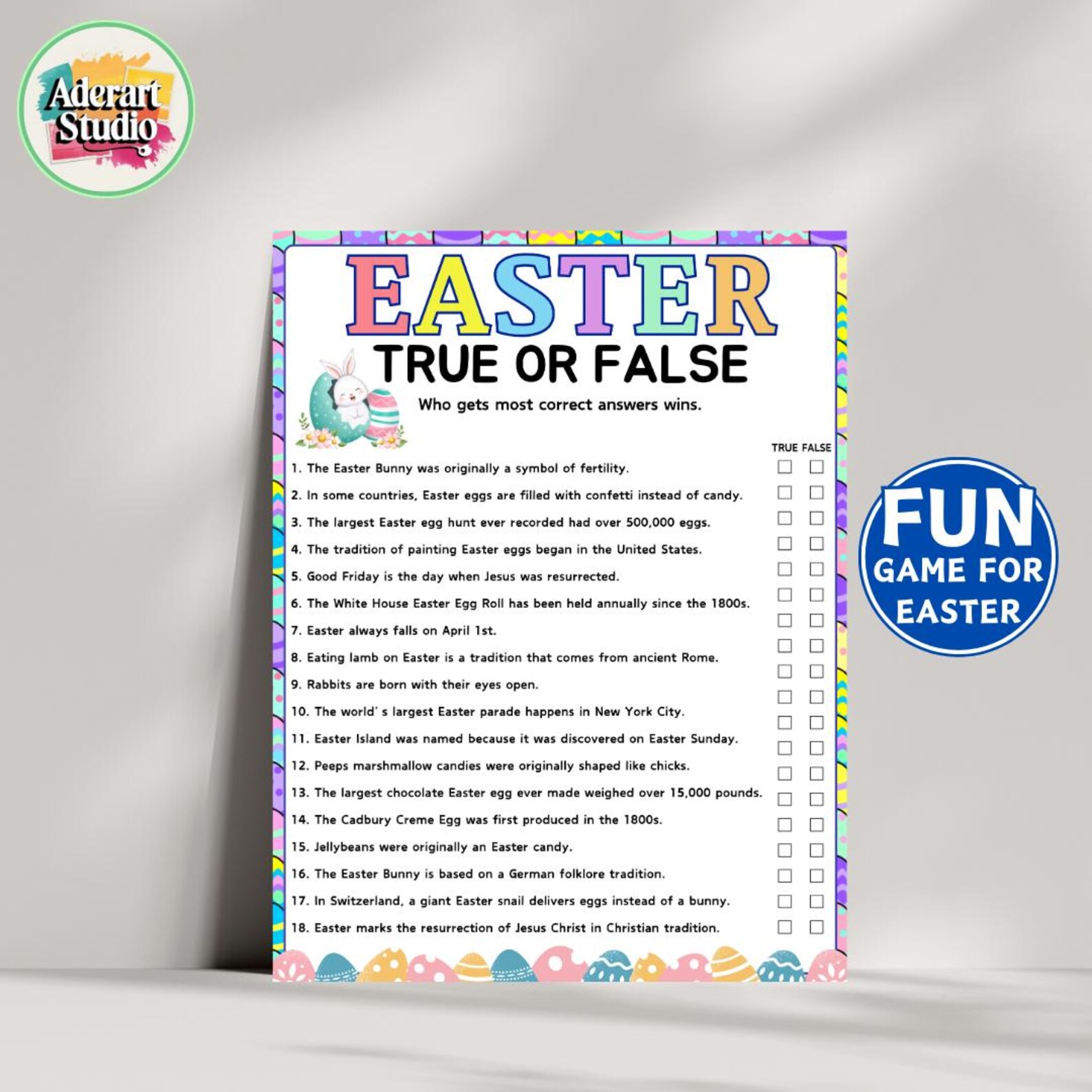 True or False Easter Game, True or False Game, Printable Easter Games ...