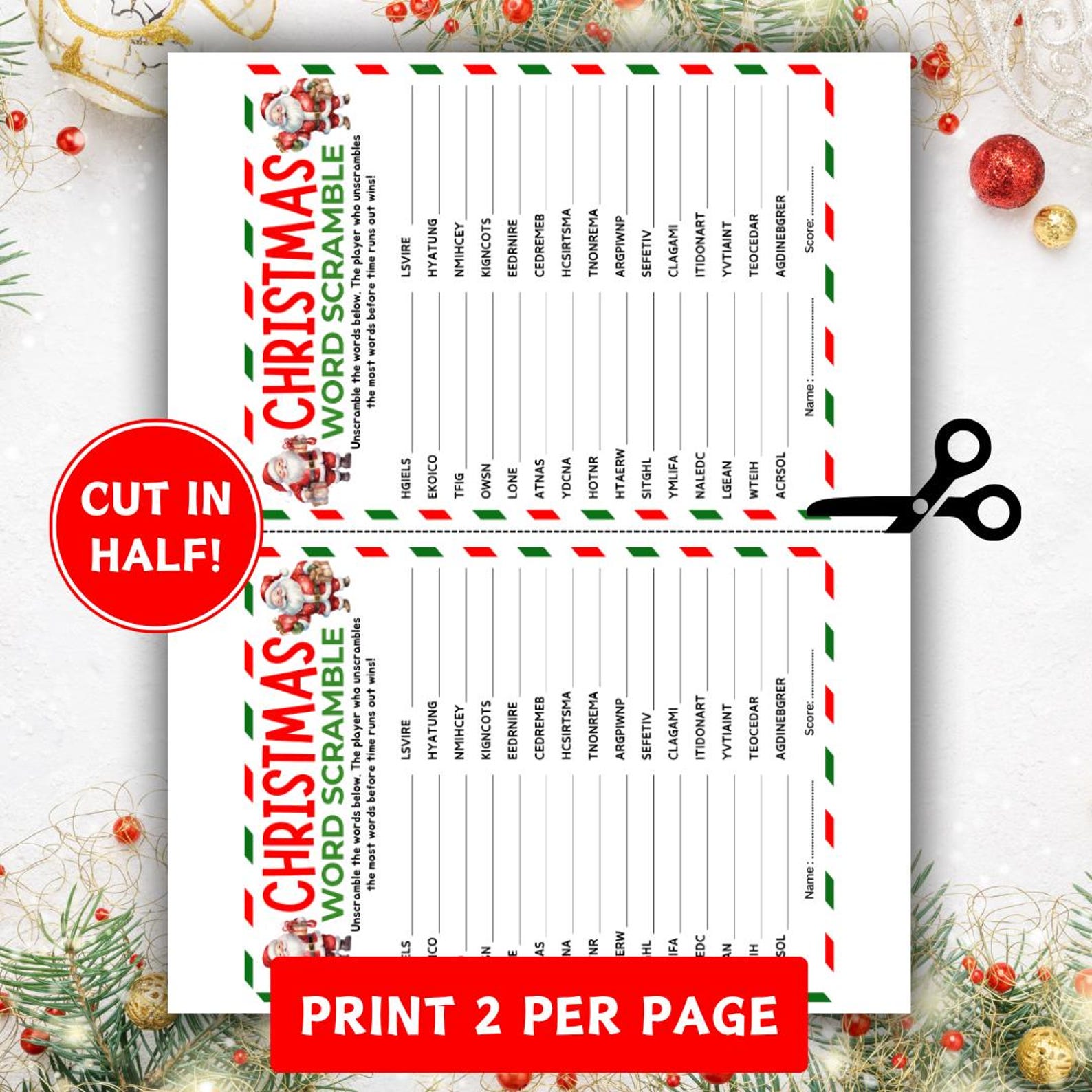 Christmas Word Scramble Game, Printable Christmas Game, Word Unscramble ...