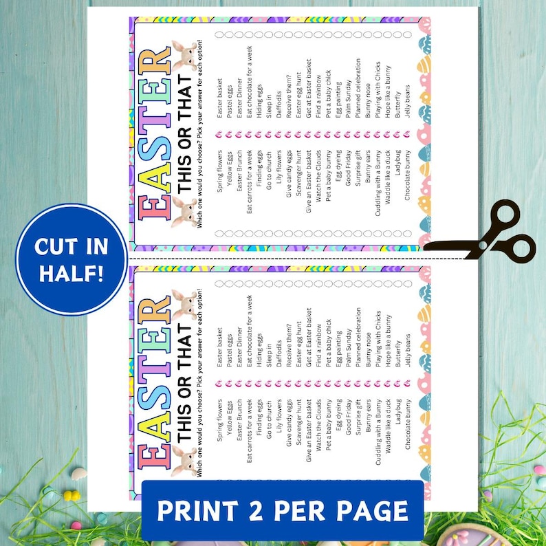 Printable Easter This or That Game, Would You Rather Questions Game ...