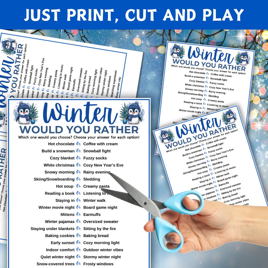 Winter Would You Rather Game, Family Holiday Game, Winter Party Game ...