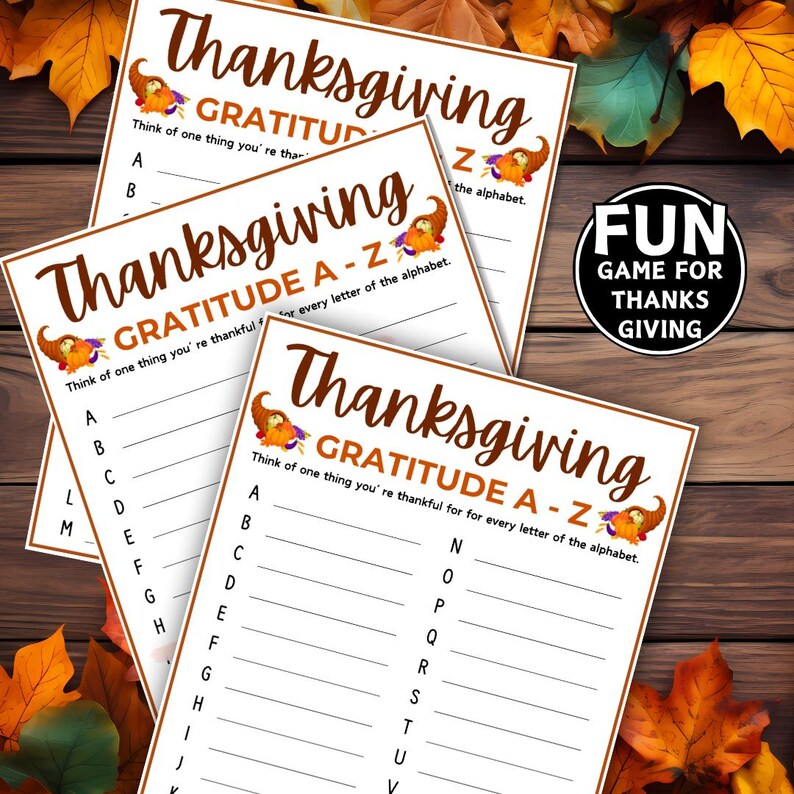 Thanksgiving Gratitude A - Z Game, Thanksgiving Printable Games ...