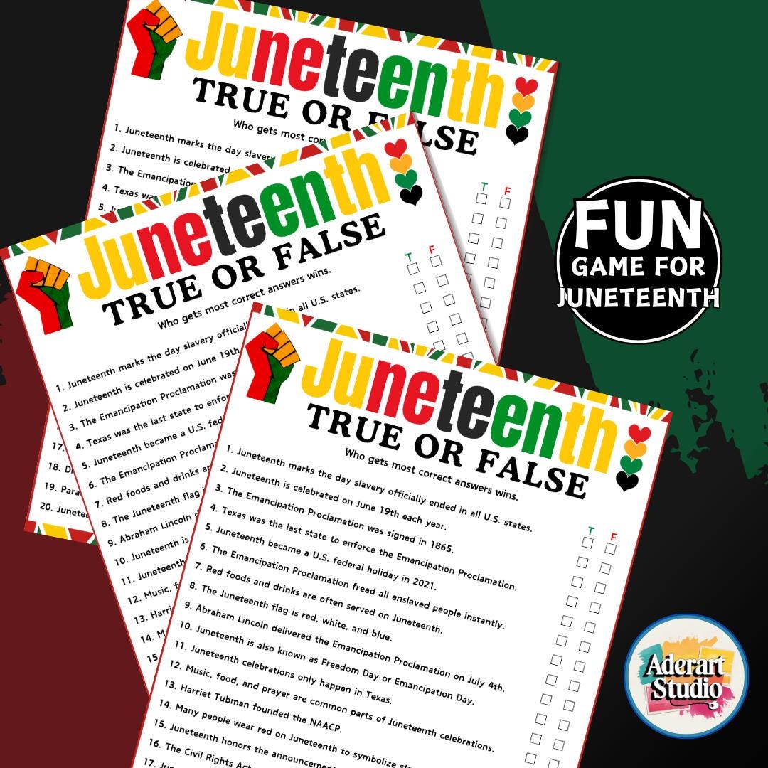 Juneteenth True or False Game, Juneteenth Trivia Quiz, Juneteenth Game ...