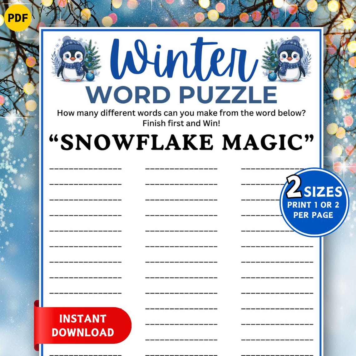 Winter Word Puzzle Game, Winter Word Games, Fun Holiday Game, Christmas ...