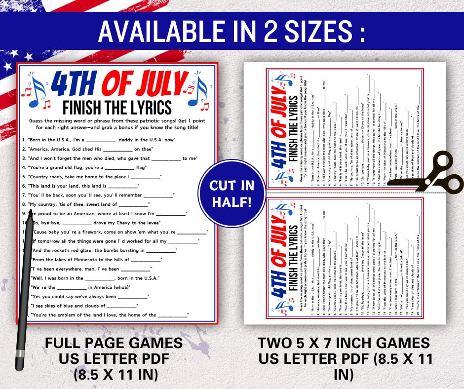 4th of July Games Bundle, Printable 4th of July Activities, July 4th ...