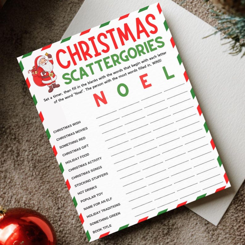 Christmas Scattergories Game, Christmas Printable Games, Group Activity ...